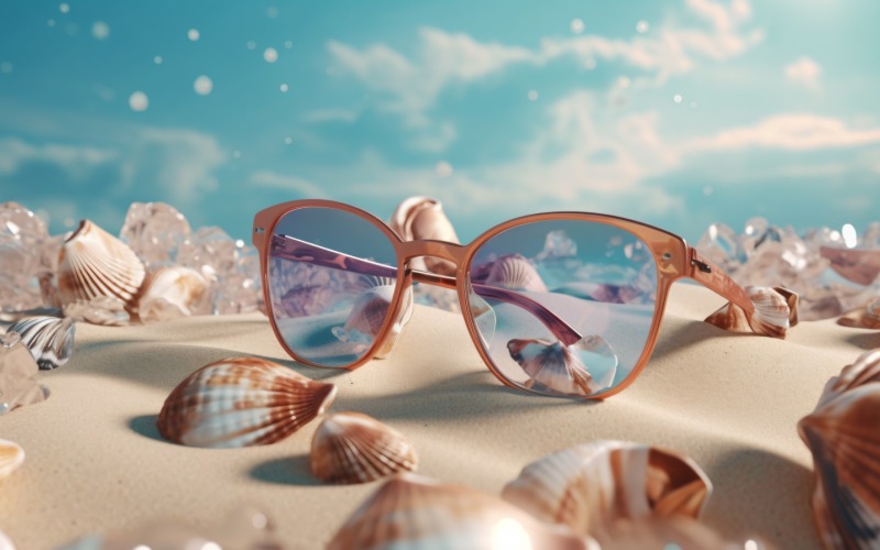 Beach Sunglasses And Seashells Falling Summer Background 311
