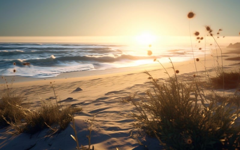 Journée ensoleillée d'été, coucher de soleil en plein air derrière une ...