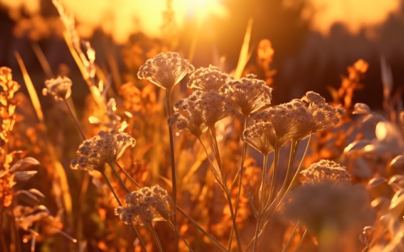 Journée ensoleillée d'été, coucher de soleil en plein air derrière une ...