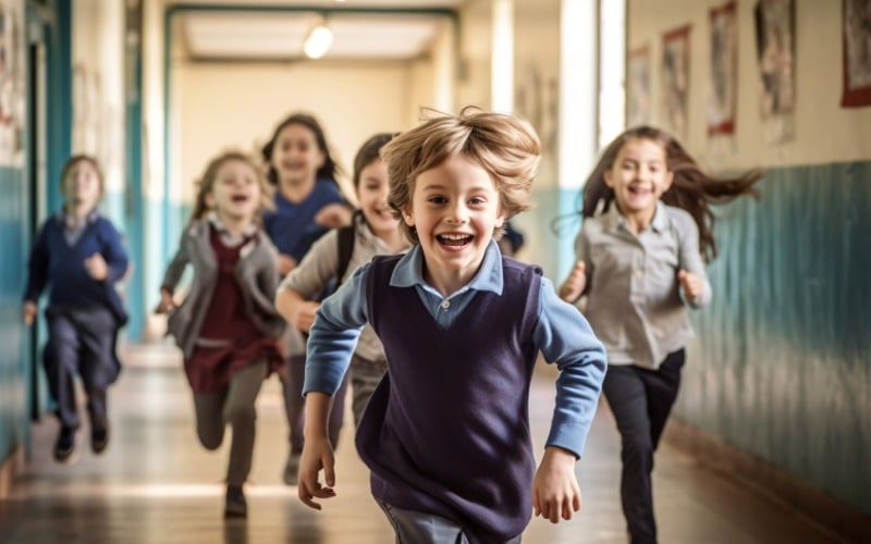Exciting Back to School Kids running for Class Adventure 235