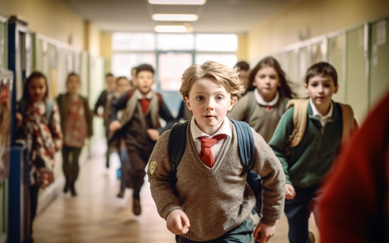 Exciting Back to School Kids running for Class Adventure 241