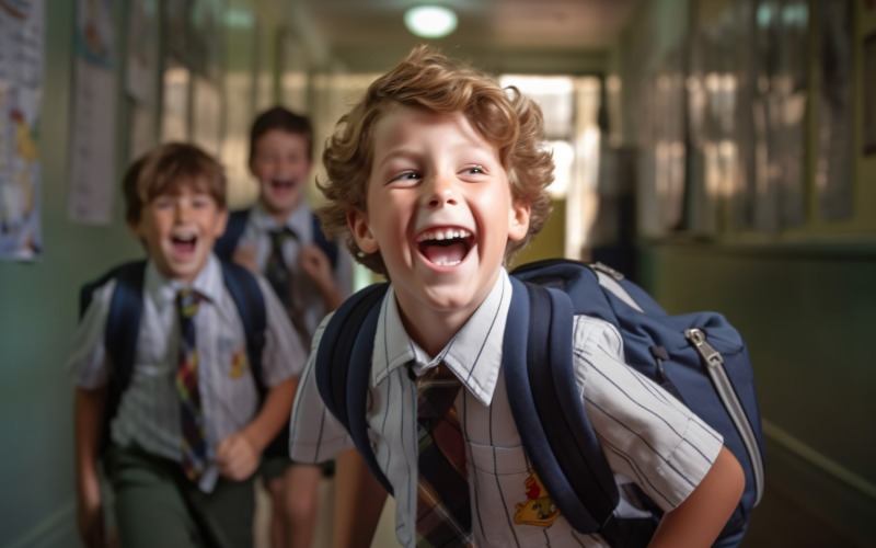 Exciting Back to School Kids running for Class Adventure 257