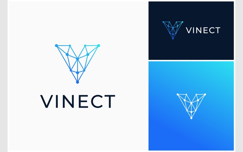 Letter V Connection Technology Logo #412556 - TemplateMonster