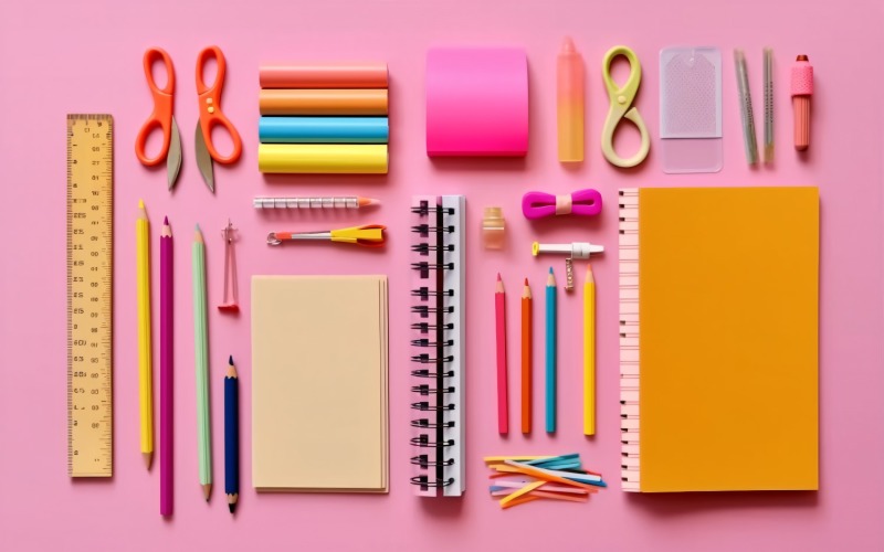 Retour à l'école Bliss Livres et fournitures Flat Lay 70