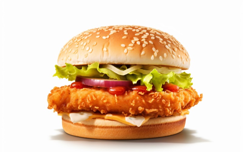 Chicken zinger broast burger, on white background 17