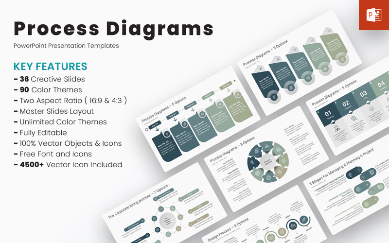 Modelli PowerPoint di diagrammi di processo - TemplateMonster