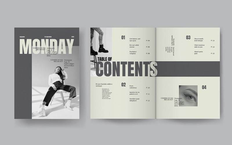 Monday Monochrome Magazine Template #413728 - TemplateMonster