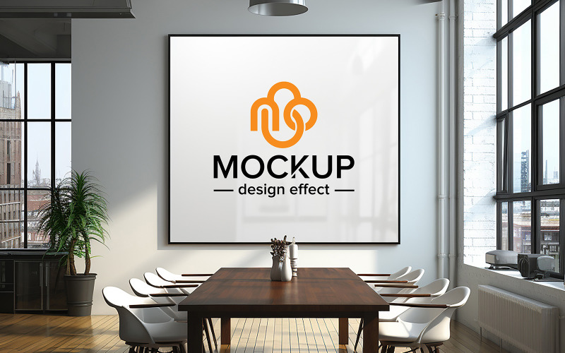 Office conference room screen mockup psd - TemplateMonster