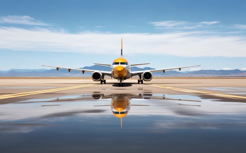 Full wings front view of a Airbus, airline landing on runway 129