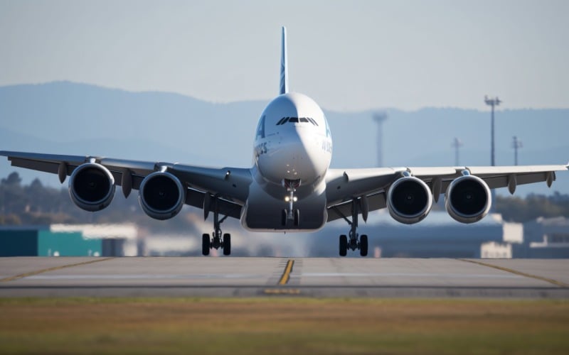 Vue de face de la compagnie aérienne commerciale Airbus Charter ...
