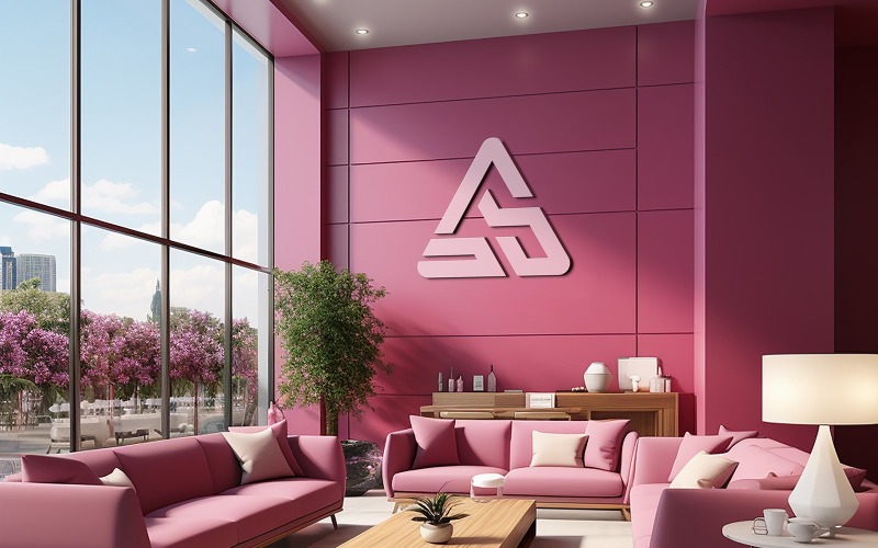 3d room wall indoor logo mockup presentation