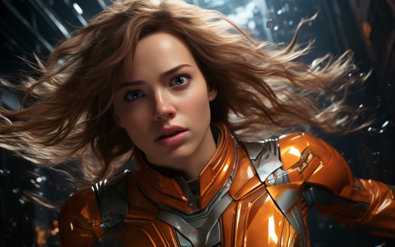 Female superhero girl angry expressions running 53