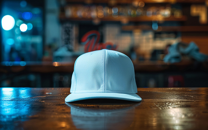 Blank cap on the table_white cap on table_blank cap mockup