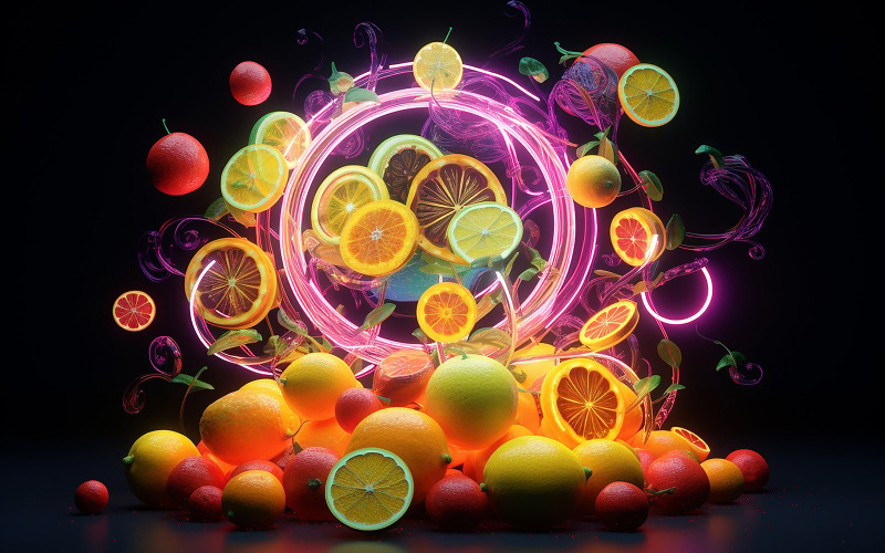Frutas com luz neon_frutas com ação neon - TemplateMonster