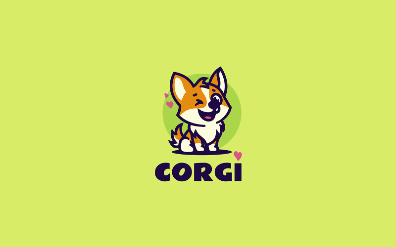 Corgi Köpek Maskot Karikatür Logosu 1 - TemplateMonster