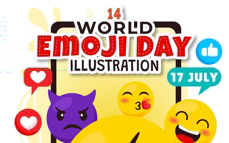 14 Día Mundial del Emoji Ilustración - TemplateMonster