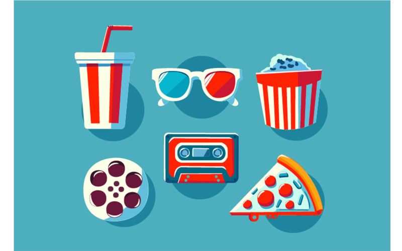 Collection of Colorful Theater Objects Illustration