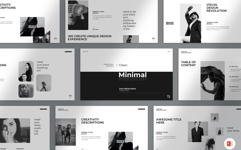Clean Minimal PowerPoint Template Design 2024