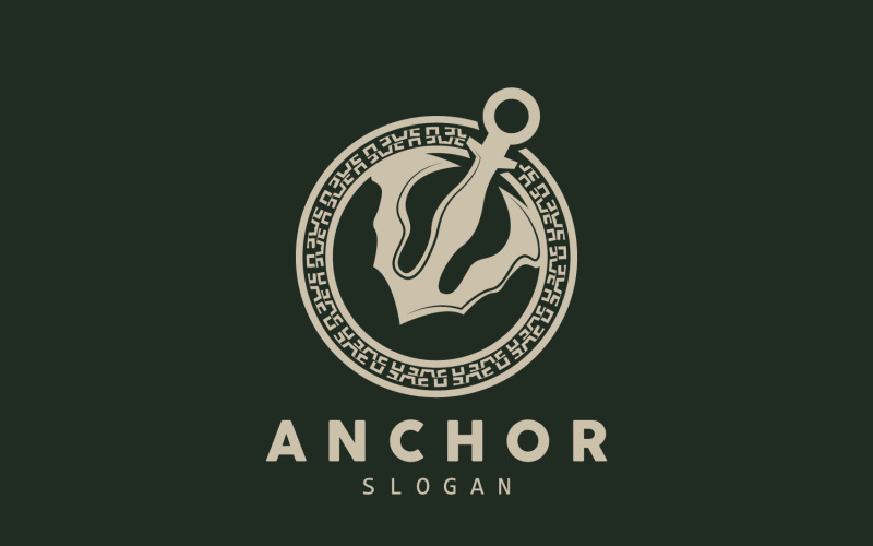 Conception simple de logo d'ancre de vecteur de navire marinV18