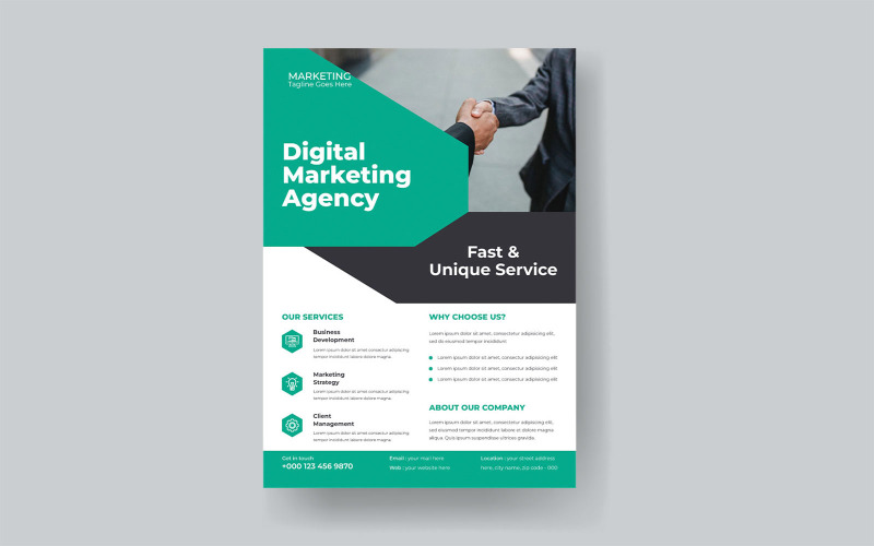 Digital Marketing Agency Business Merger Announcement Flyer Vector Layout