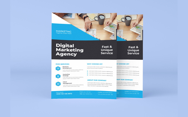 Digital Marketing Agency New Stylish Product Promotion Flyer Vector Layout