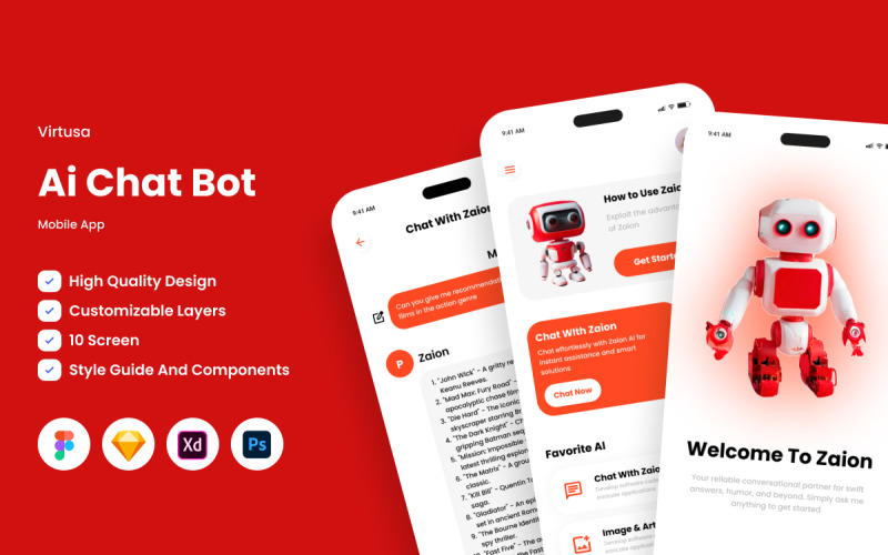 Zaion - Ai Chatbot Mobile App #417027 - TemplateMonster Zaion - Ai Chatbot Mobile App #417027 - TemplateMonster