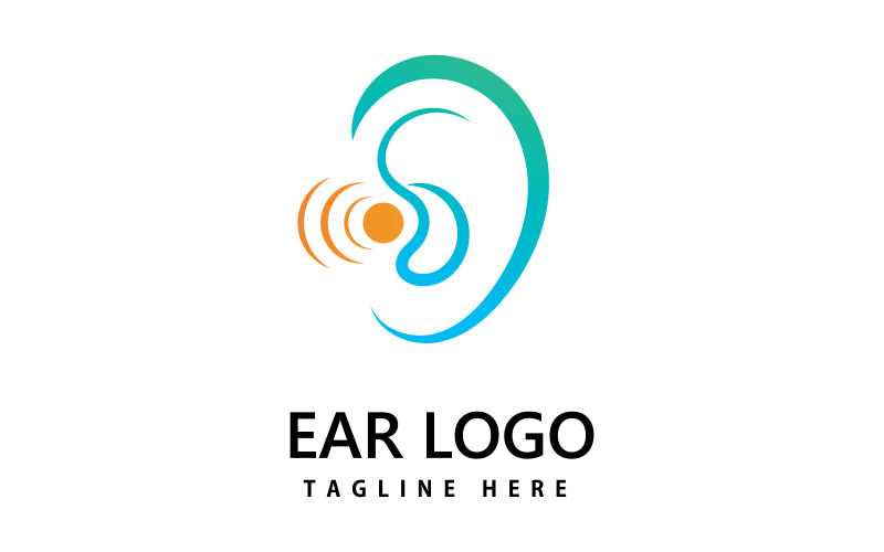 Oreille, logo auditif icône création vectorielle V1