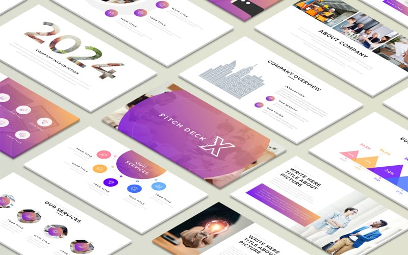 X - Clean Pitch Deck Presentation Free - TemplateMonster