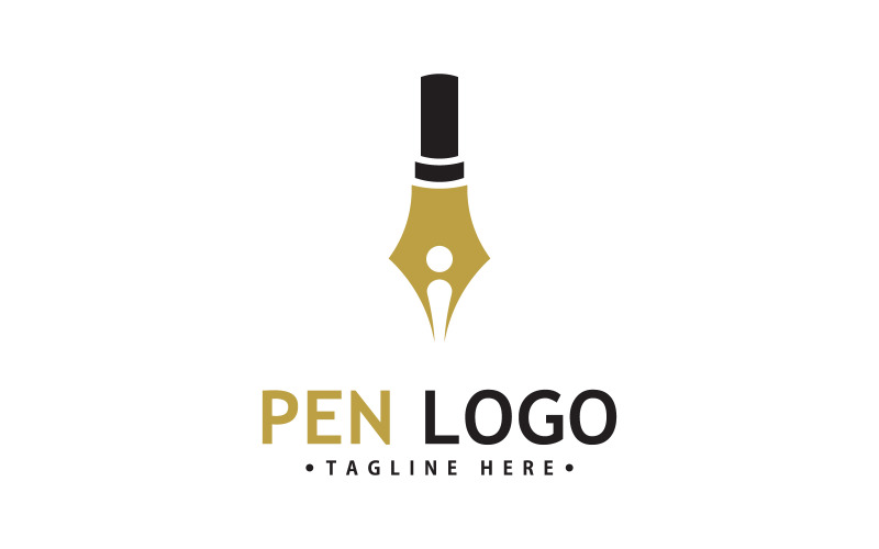 Modèle d'icône de logo de stylo. Identité du rédacteur d'entreprise V6