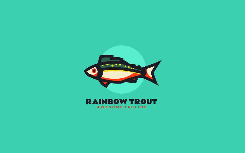 Rainbow Trout Simple Mascot Logo #417413 - TemplateMonster