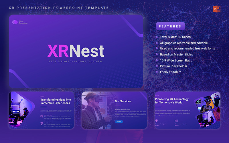 XRNest - Modello PowerPoint per presentazione tecnologica