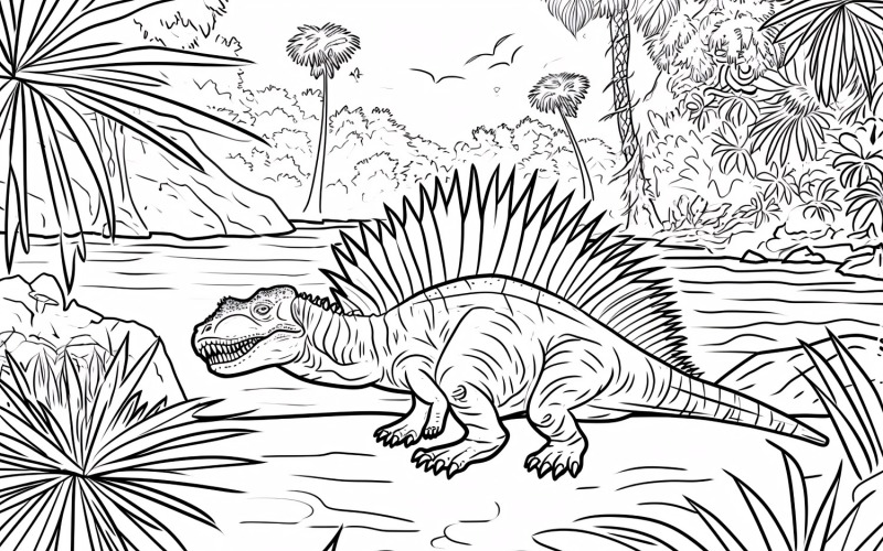 Dimetrodon Dinosaur Colouring Pages 1 - TemplateMonster