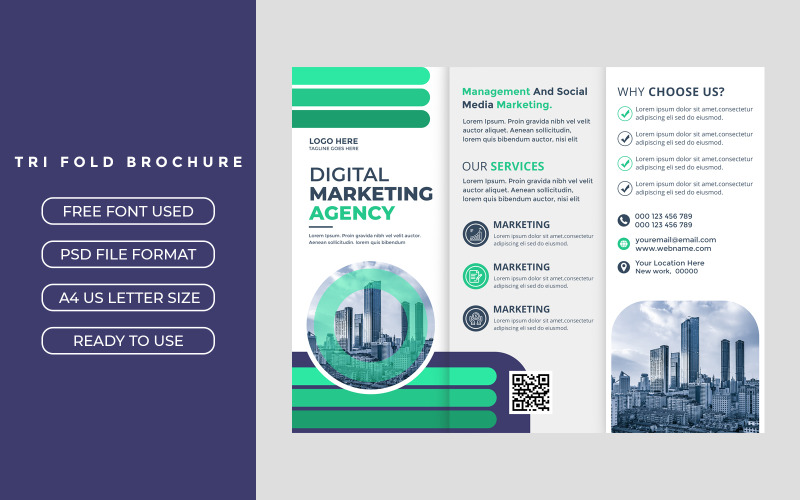 Elegant business trifold brochure cover design