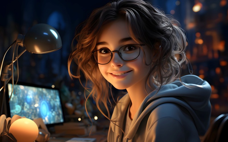 3D Character Girl Software_Developer environnement pertinent 2
