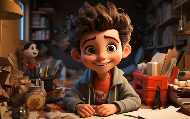3D Character Child Boy Childcare with relevant environment 2