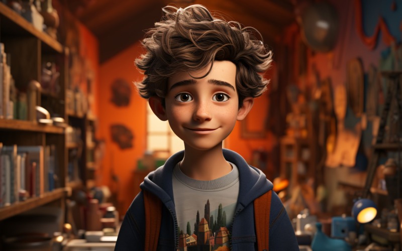 3D Character Child Boy fashion artist with relevant environment 1