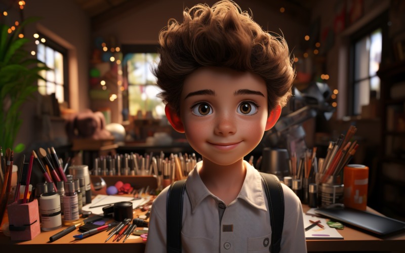 3D Character Boy Makeup_Artist with relevant environment 2