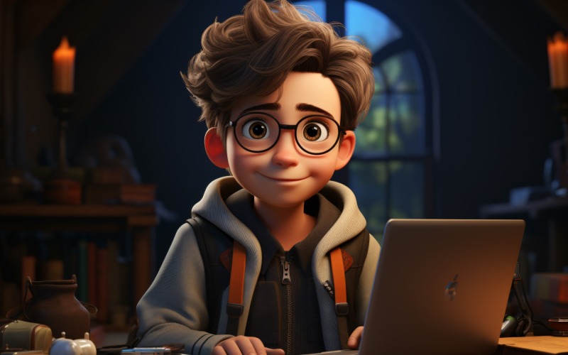 3D Character Boy Marketing Manager with relevant environment 4