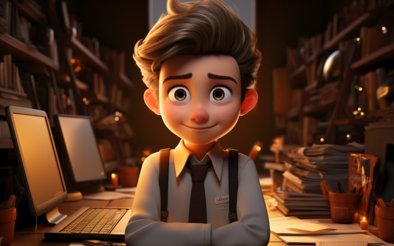 3D Character Boy Marketing Manager with relevant environment 6
