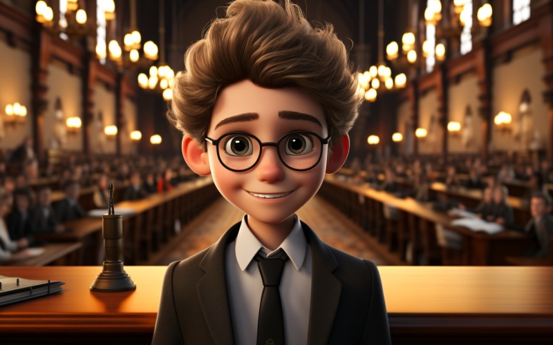 3D Character Child Boy Judge with relevant environment 1