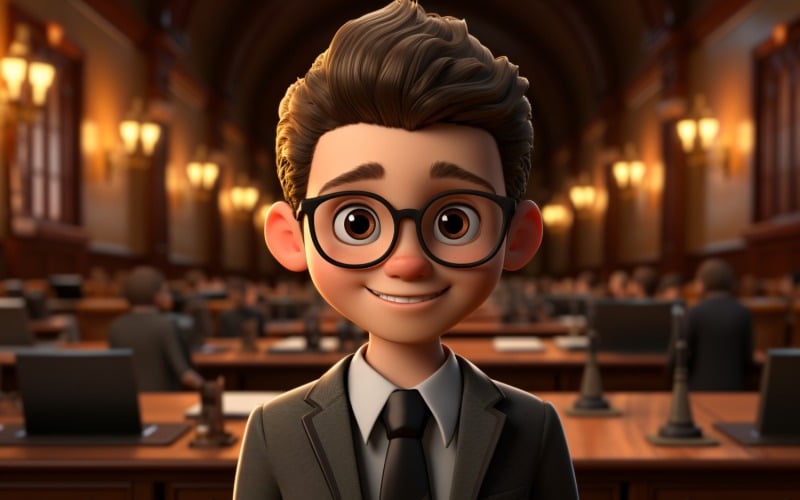 3D Character Child Boy Judge with relevant environment 4