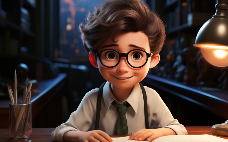 3D Character Boy psychologist with relevant environment 3