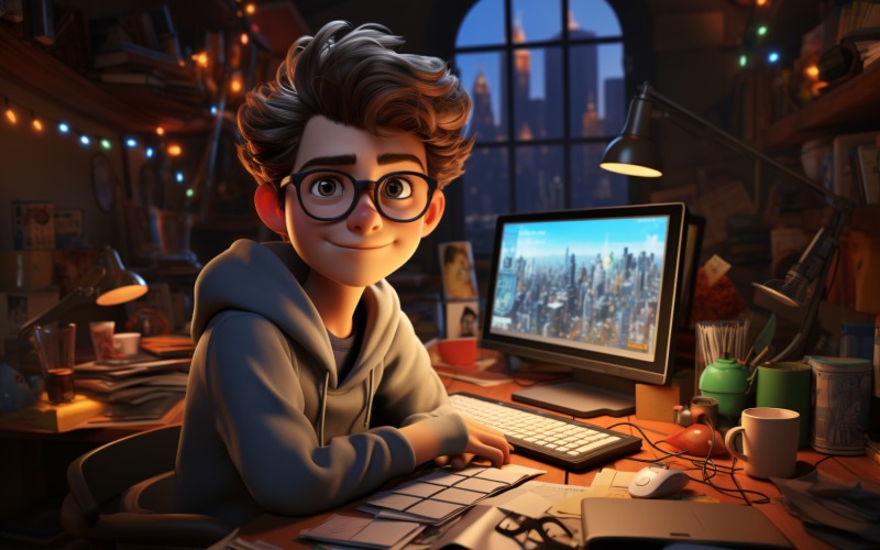 3D Character Boy Software_Developer environnement pertinent 4