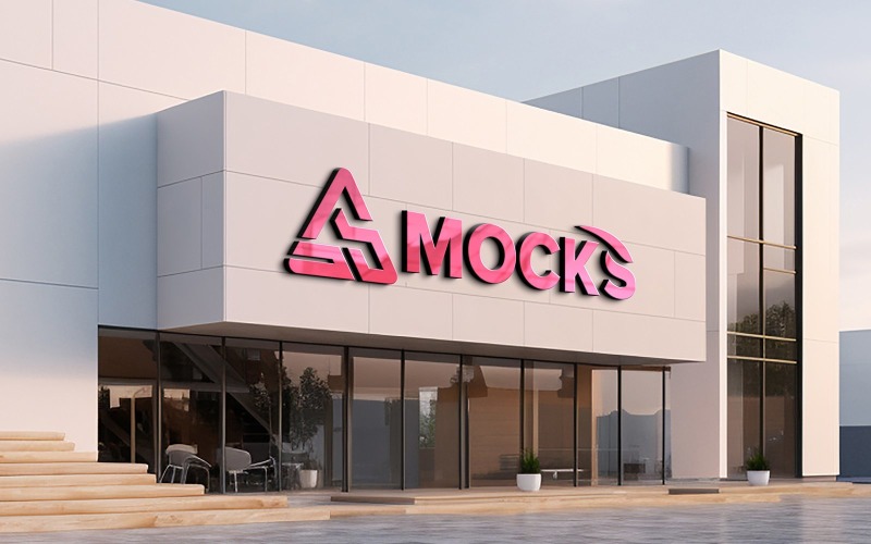 3d logo mockup facade sign #418781 - TemplateMonster