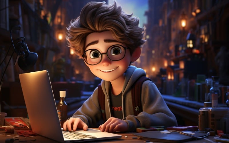 3D Character Boy Web_Developer with relevant environment 1