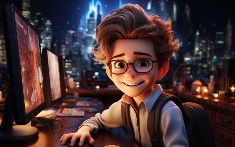 3D Character Boy Web_Developer with relevant environment 3