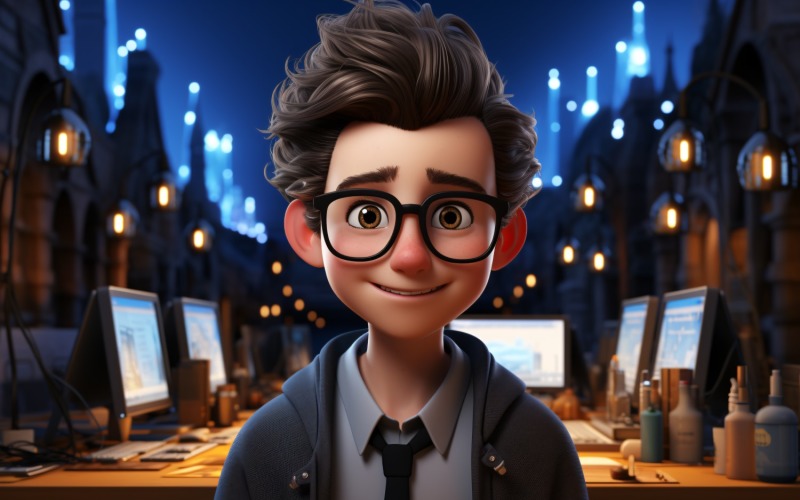 3D Character Boy Web_Developer with relevant environment 4