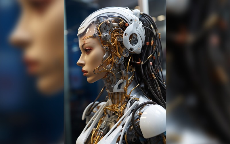 Anthropomorphic Female robot Frostpunk Portraiture 03