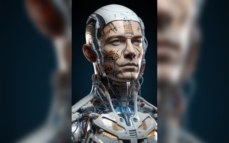 Close-up anthropomorphic Female robot Frostpunk Portraiture 106