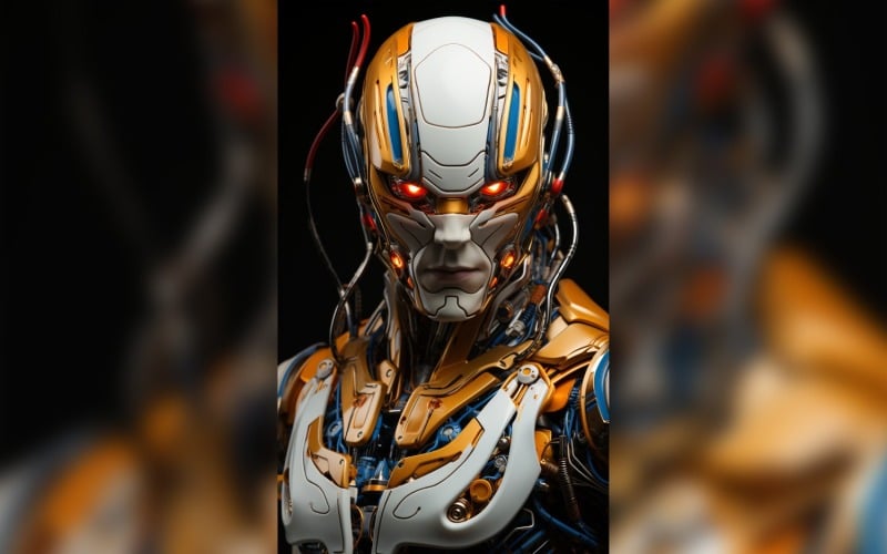 Close-up anthropomorphic Female robot Frostpunk Portraiture 110